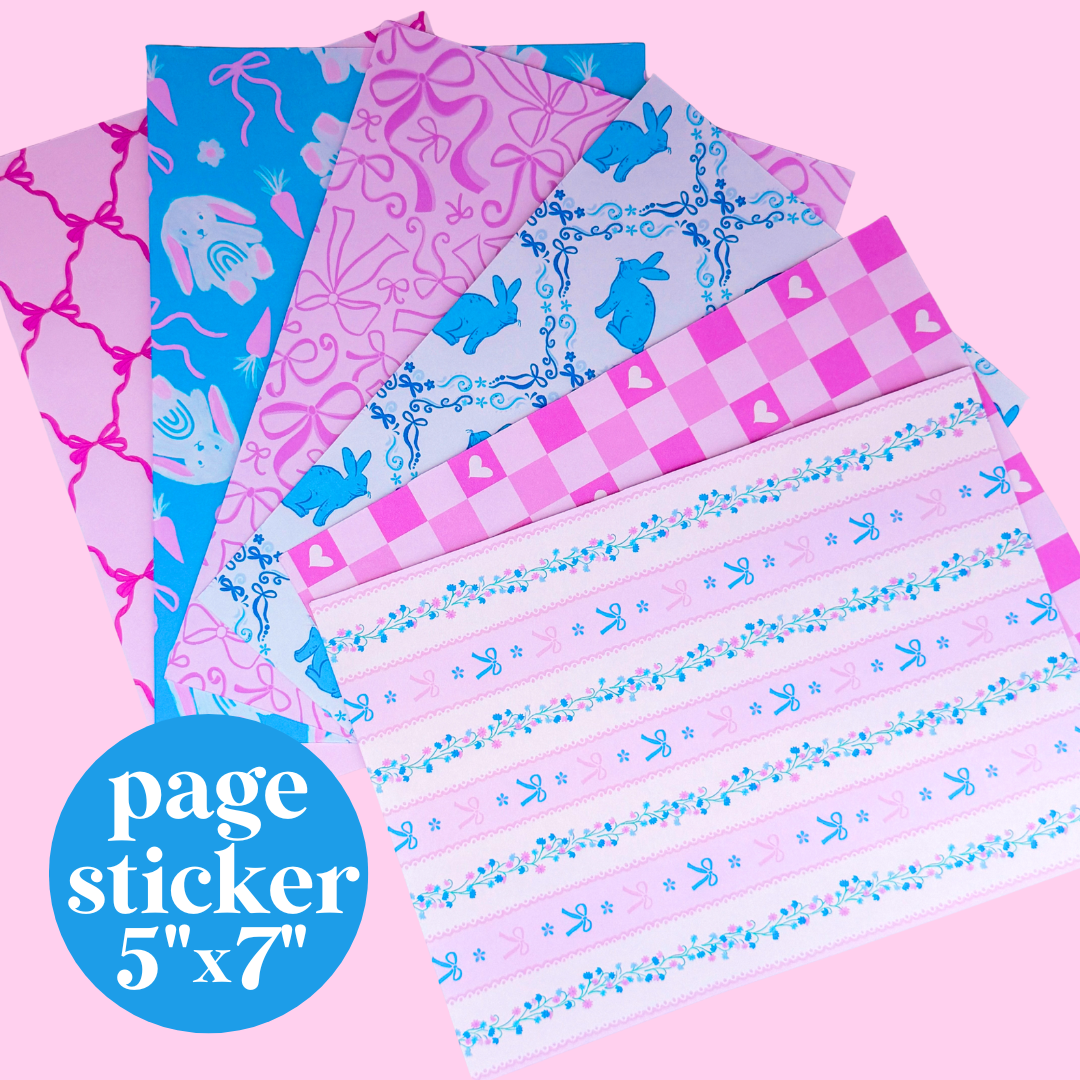 NEW! Journaling Paper Sticker - 5x7 Full Page Background Stickers (Bun ...