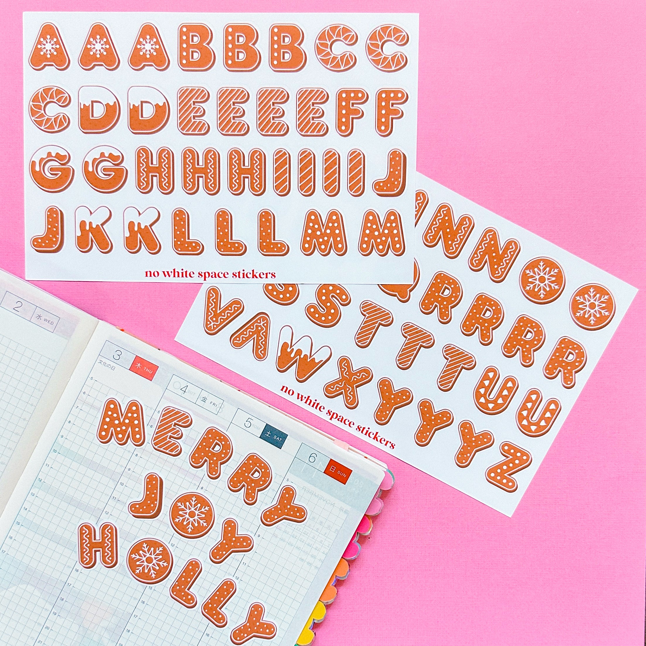Gingerbread Alphabet Stickers - Set of 2 Sheets – NoWhiteSpaceStickers