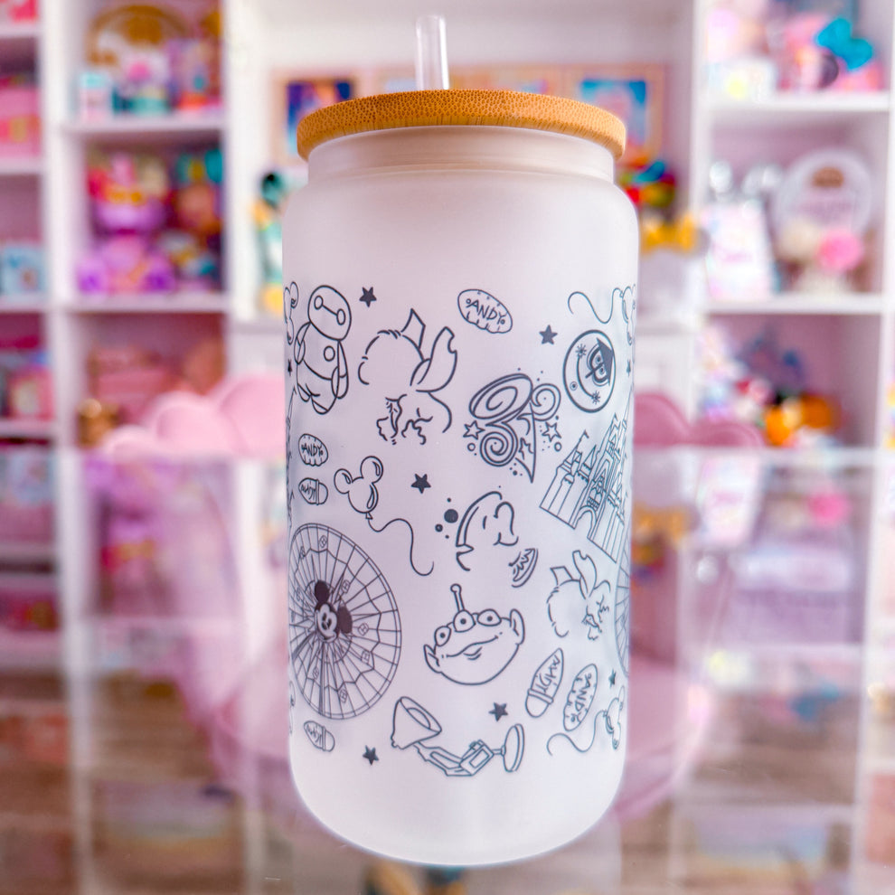 OOAK - 16oz Frosted Glass Can FULL WRAP - Sketch Style ...