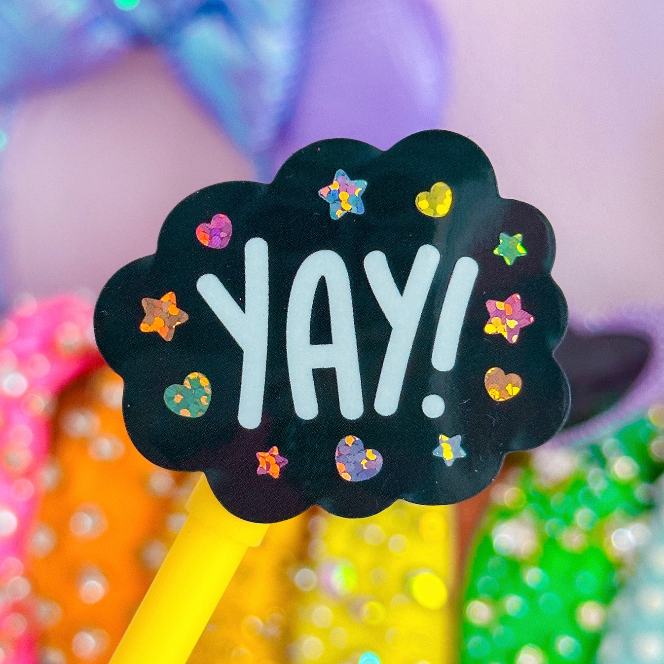 Glitter Waterproof Sticker - YAY! – NoWhiteSpaceStickers