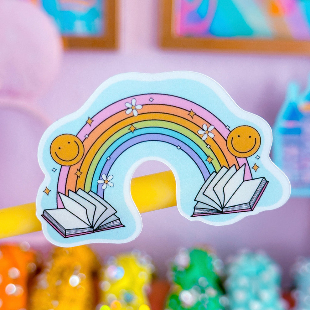 Vinyl Waterproof Sticker - Bookish Rainbow – NoWhiteSpaceStickers